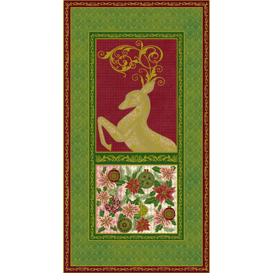 Paintbrush Studio Peace on Earth Gold Metallic Holiday Cotton Fabric P