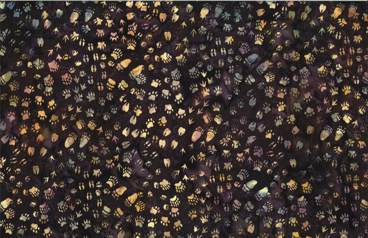 Hoffman Fabrics Eggplant Wildlife Animal Tracks Batik Fabric S2350-34-