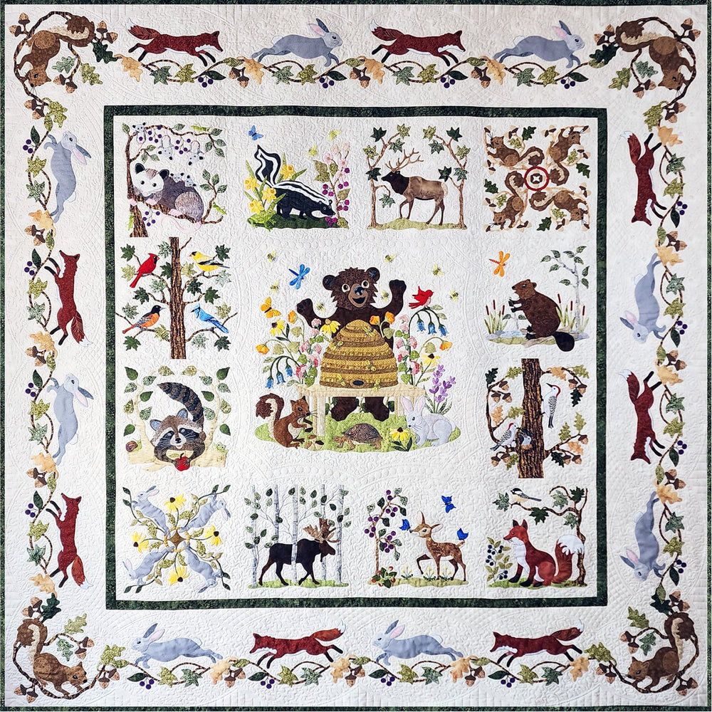 P3 Designs Into The Woods Woodland Animals Applique Quilt Pattern Set