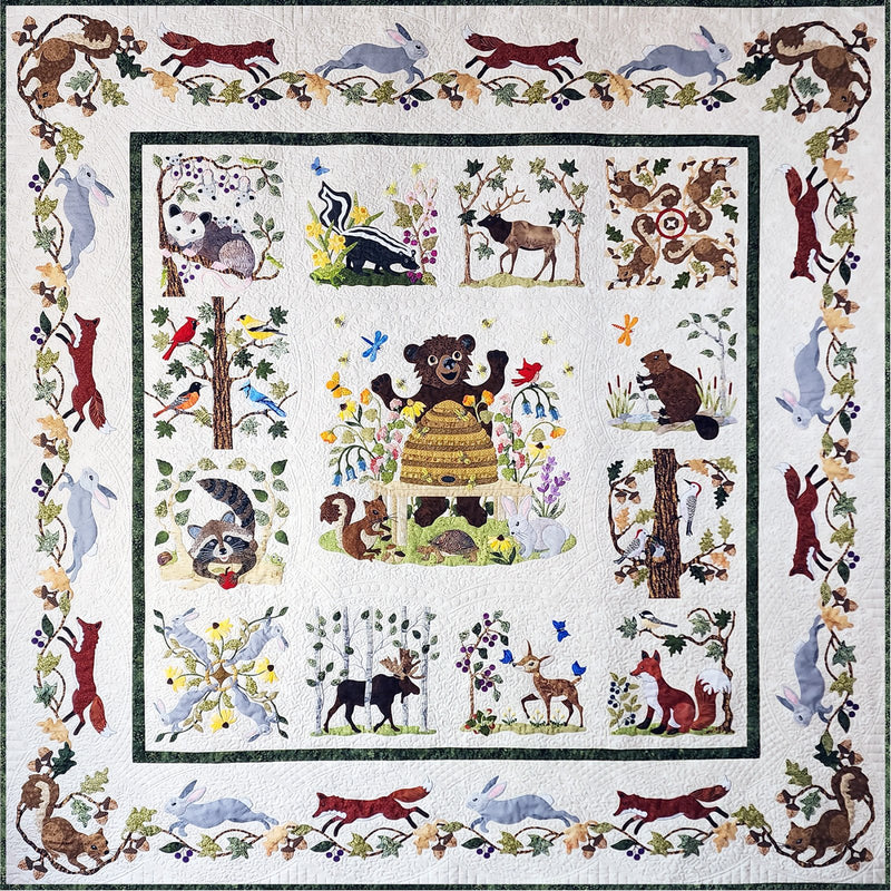 P3 Designs Into The Woods Woodland Animals Applique Quilt Pattern Set